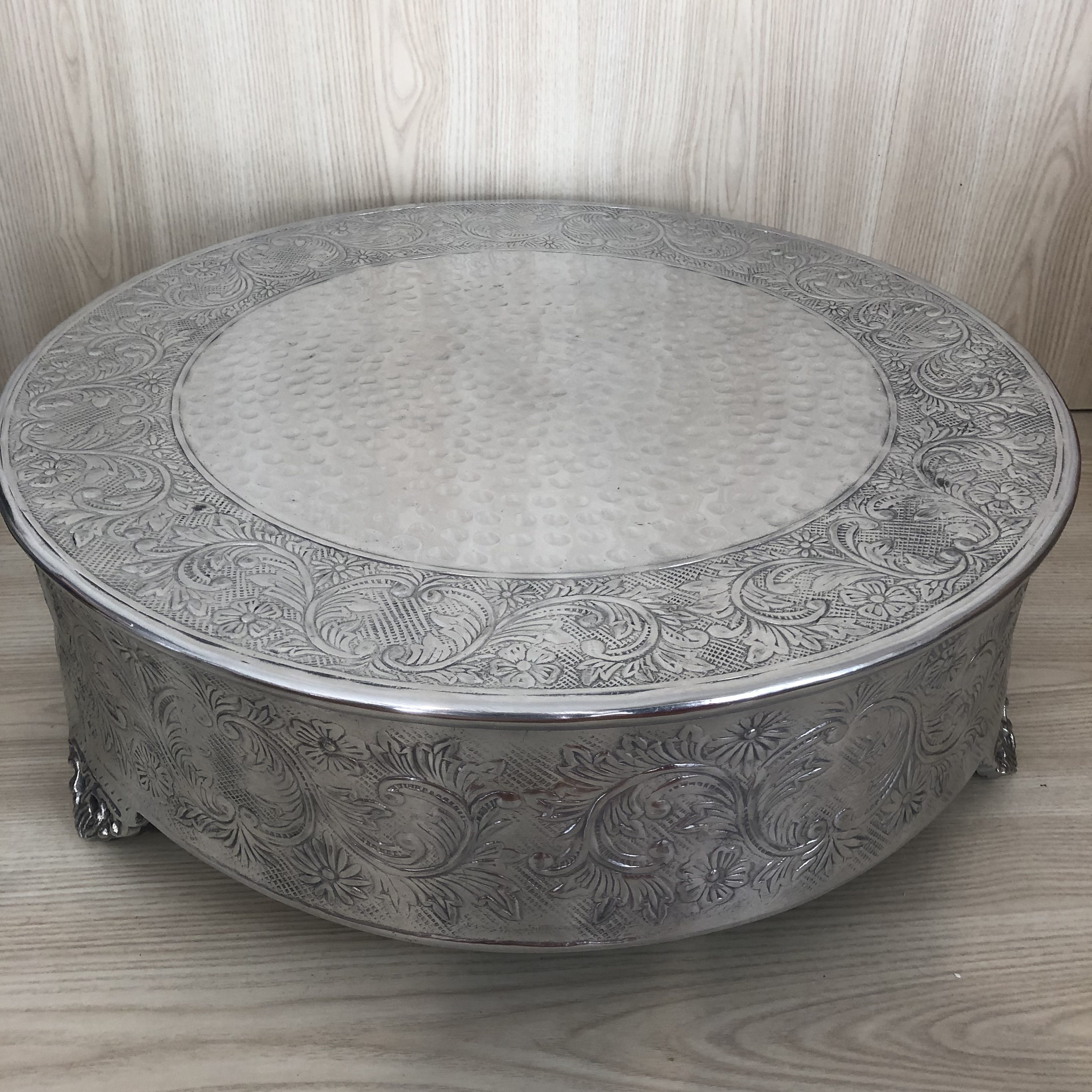 Shiny Silver Cake Plateau 45cmdia - The Pretty Prop Shop - Auckland ...