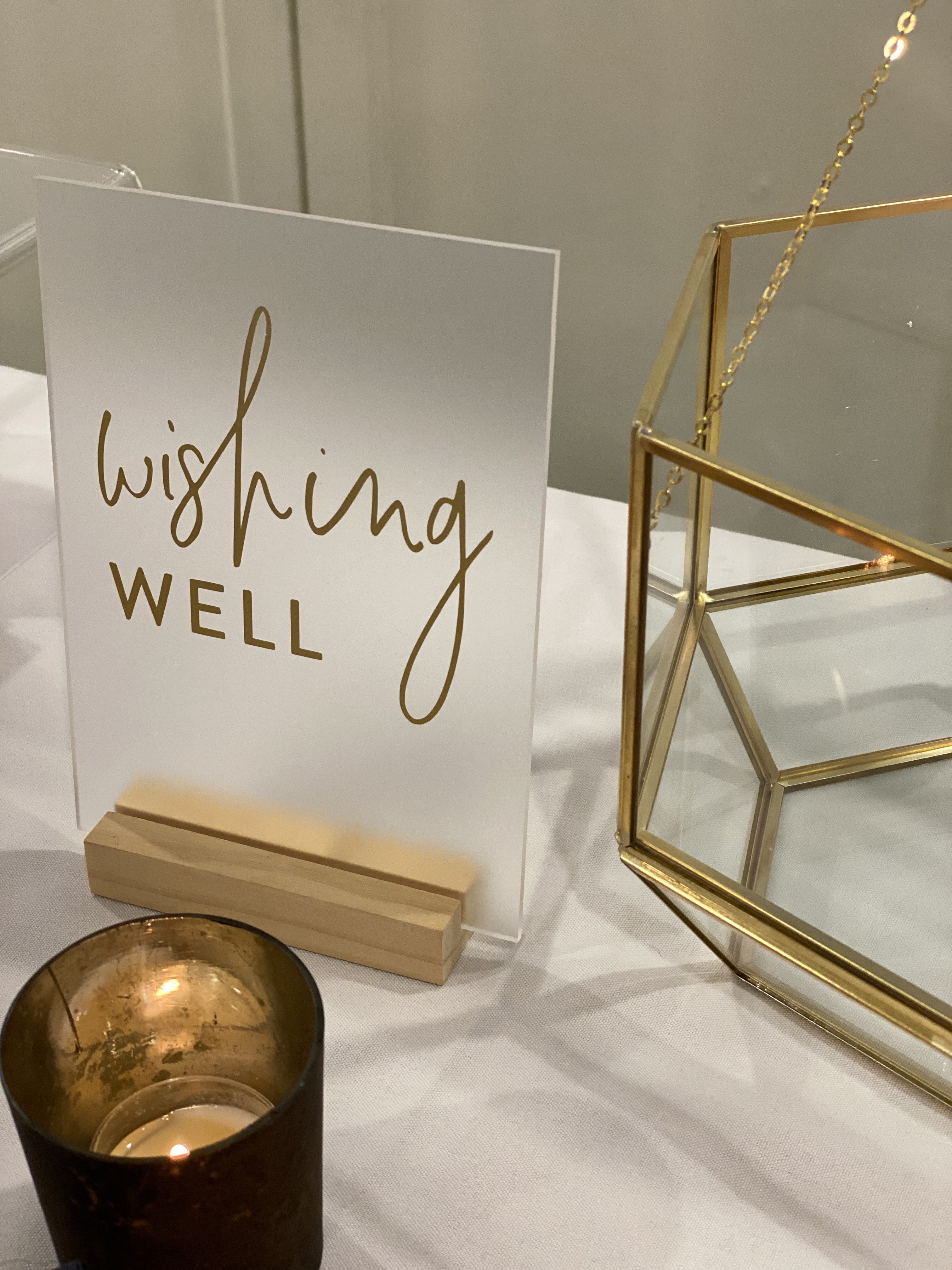 Willa Acrylic Wishing Well Sign - Frosted/Gold - The Pretty Prop Shop ...