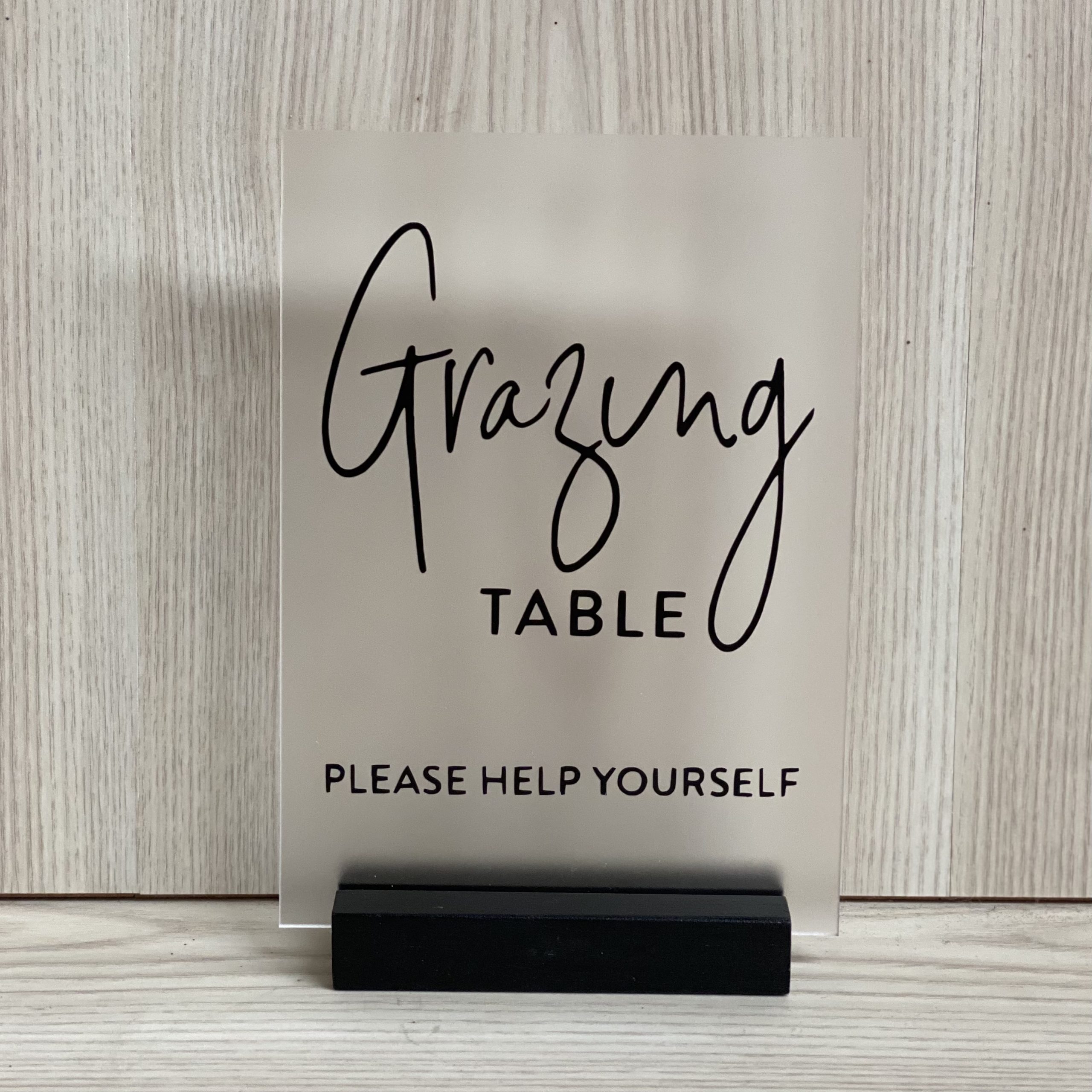 Willa Acrylic Grazing Table Sign - Frosted/Black - The Pretty Prop Shop ...