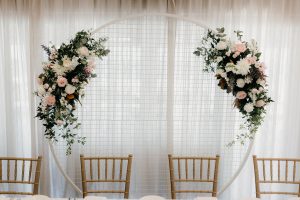 Round Mesh Wedding Arch Frame - White - The Pretty Prop Shop - Auckland ...