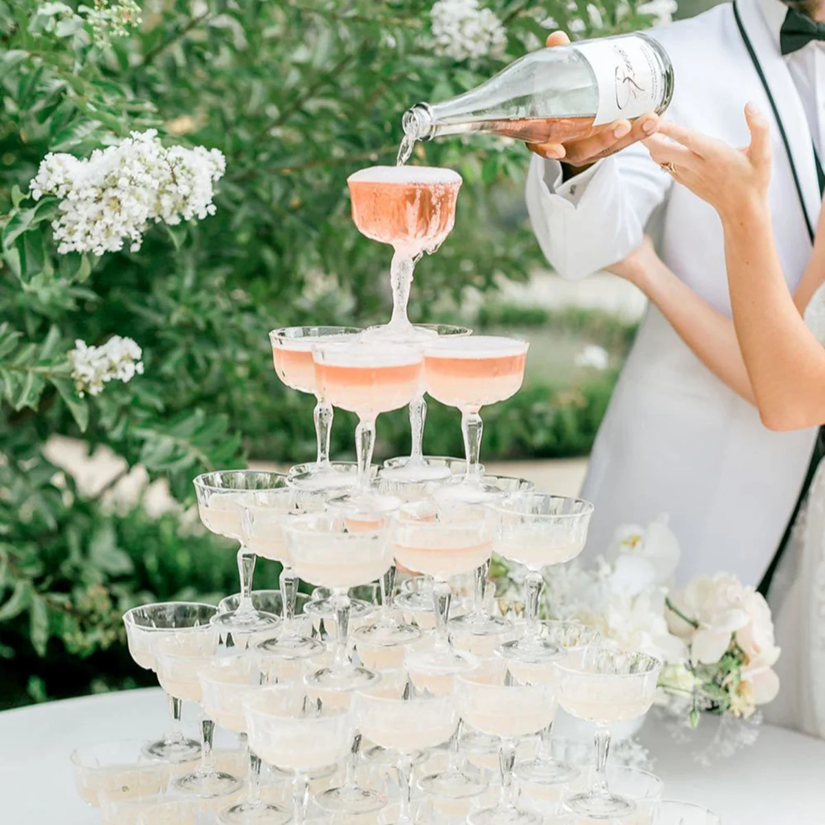 Opera Coupe Champagne Tower & Tray Set - 5 Tier 55pc - The Pretty Prop ...