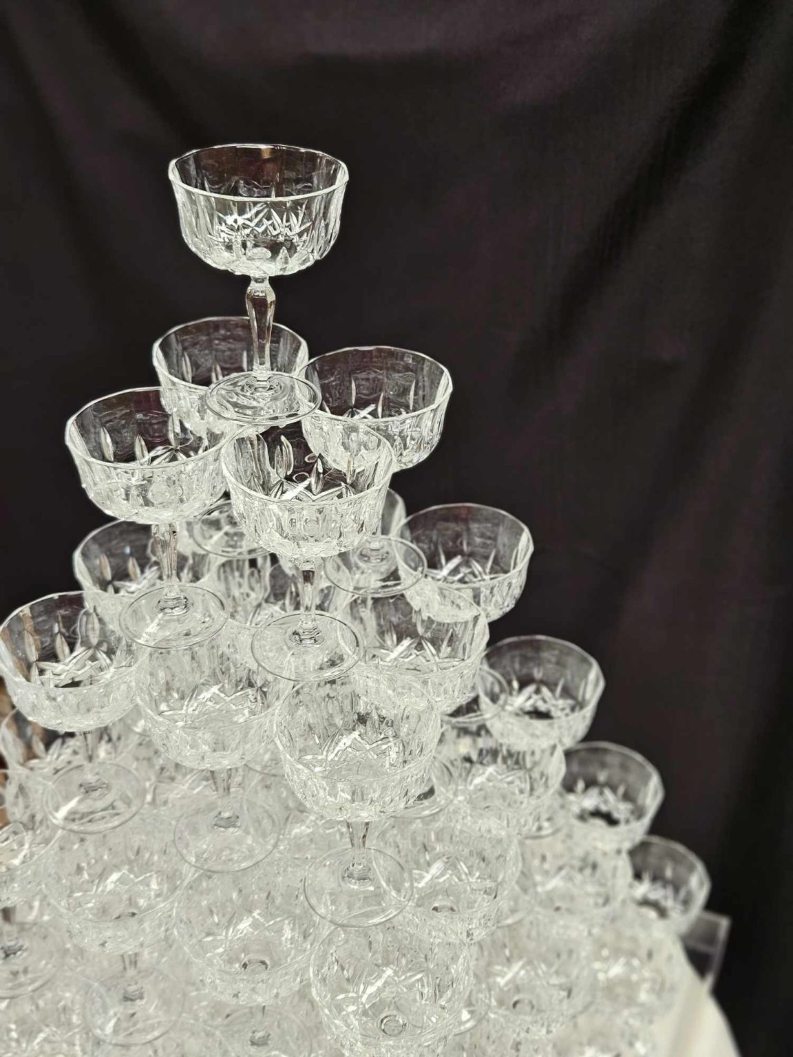 Opera Coupe Champagne Tower & Tray Set - 6 Tier 91pc - The Pretty Prop ...